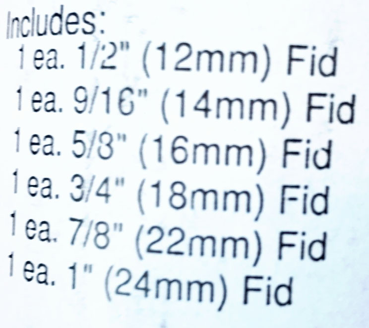 Samson Splicing Fid kits, has numerous sized fids to work splicing ropes.