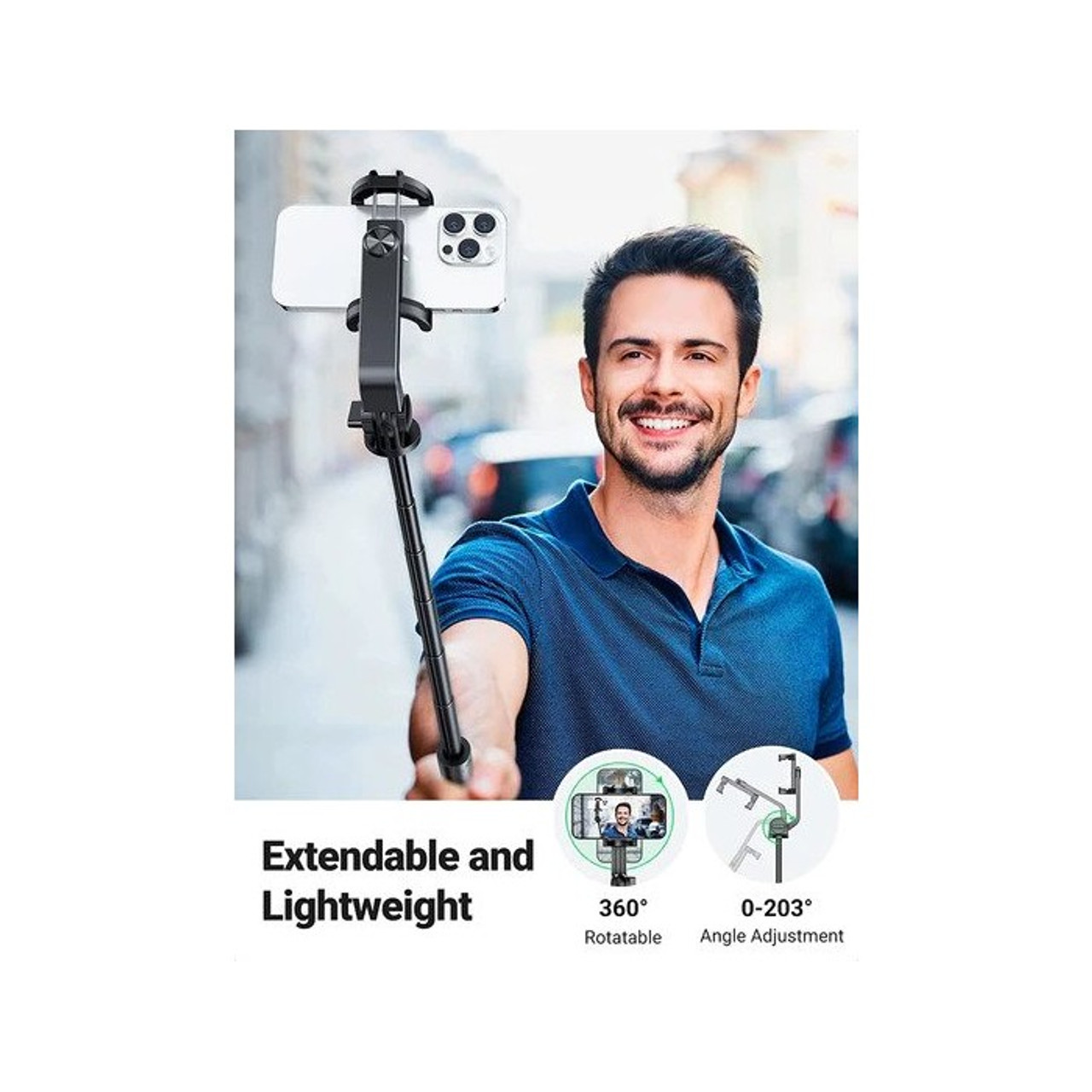 UGREEN Dual Function Selfie Stick & Tripod with Bluetooth Remote, Expandable form 30.5cm to ...