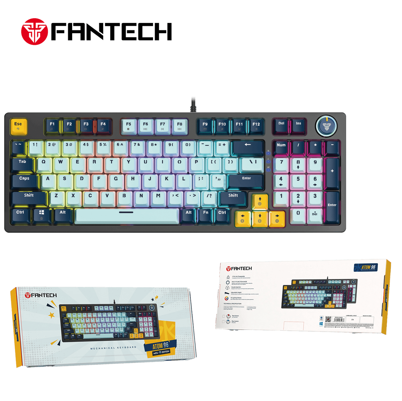 Fantech Atom96 Mk890v2 Mechanical Gaming Keyboard , Navy Blue | MK890V2 ...