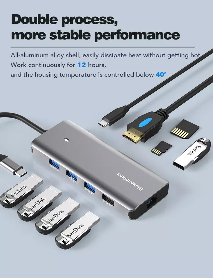 BlueEndless USB-C 10-Port Multi-Functional Hub | BS-HC106 | AYOUB ...