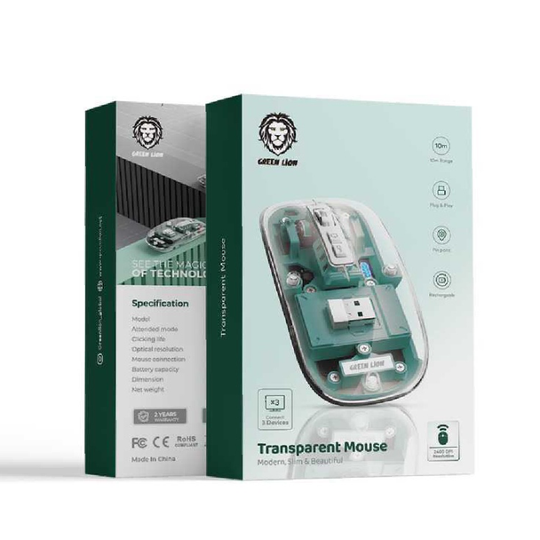 Green Lion Transparent Mouse 2400DPI 400mAh - Green | GNTRAMOUSEGN ...