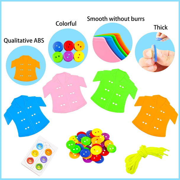 Kids Clothes Button Board Game - Educational Matching & Lacing Set ...