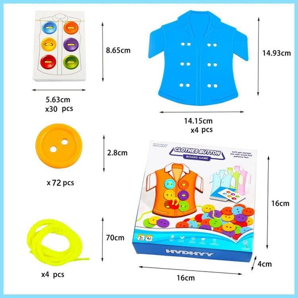 Kids Clothes Button Board Game - Educational Matching & Lacing Set ...