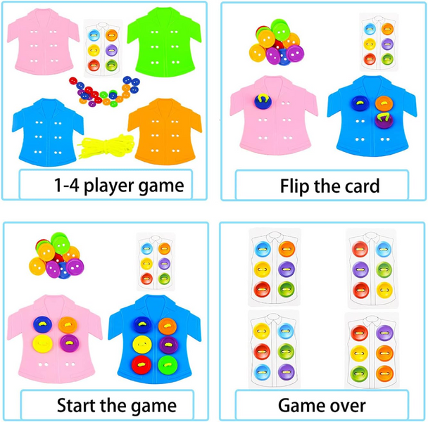 Kids Clothes Button Board Game - Educational Matching & Lacing Set ...