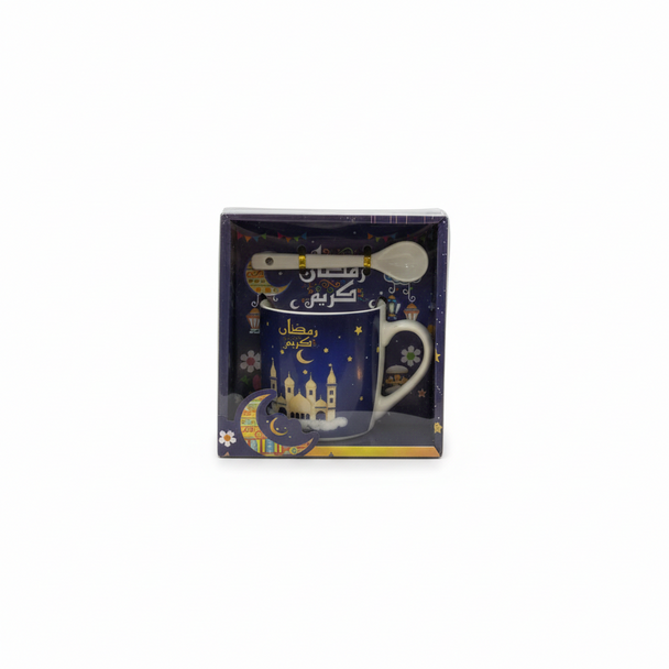 Ramadan Kareem Ceramic Mug with Spoon – Night Mosque Design (Gift Box ...