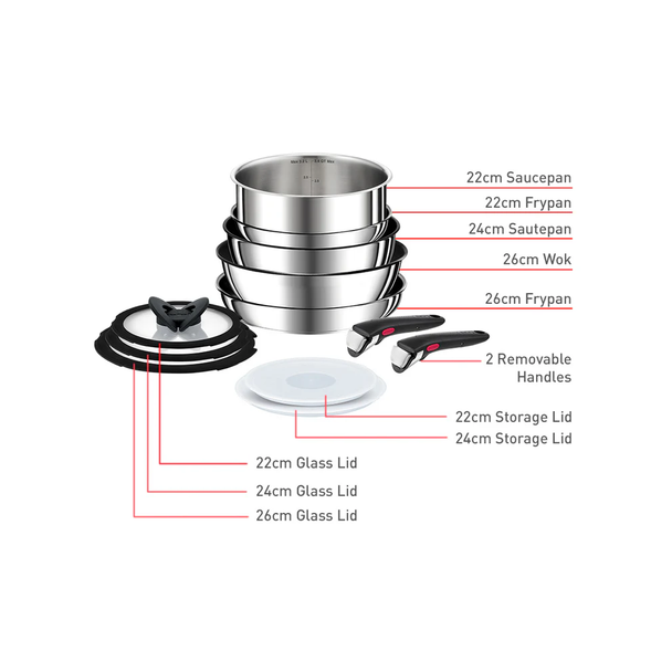 Tefal Ingenio Preference Cookware Set 12pcs Stainless Steel | L9739053 ...