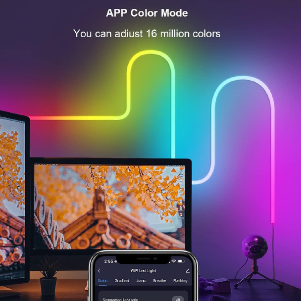 WIFI RGBIC Neon Rope Light: 10M 300LED WiFi Neon LED Strip Light 12V ...