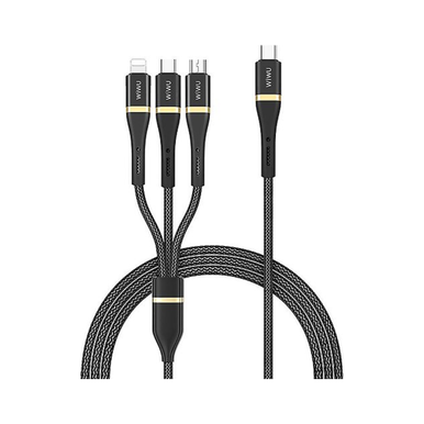 WIWU 3 in 1 cable 100W USB C to USB C+Lightning+Micro USB Cable, Black ...