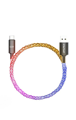 AWEI Charger Cable Universal USB Type-C RGB Fast Charge Data Cable 6A ...