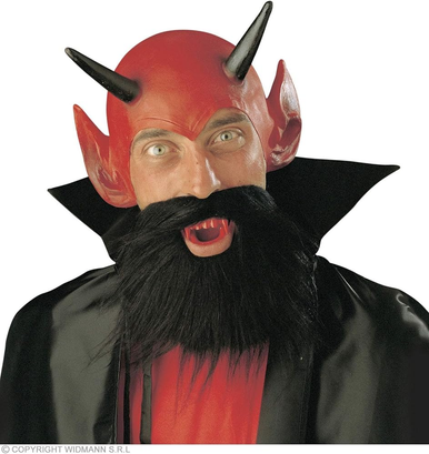 Devil Dress Up Set Accessory (Headpiece, Denture, Beard & Moustache ...