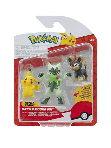 Pokemon Battle Figure 3-Pack - Litleo, Pikachu & Floragato Official ...