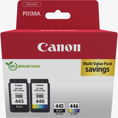 Canon PG-445 Black & CL-446 Color Ink Cartridge Combo Pack - Original ...