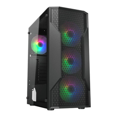 Cougar MX110 RGB Mid Tower PC Case With 4 Pre-Installed Fixed RGB Fans ...