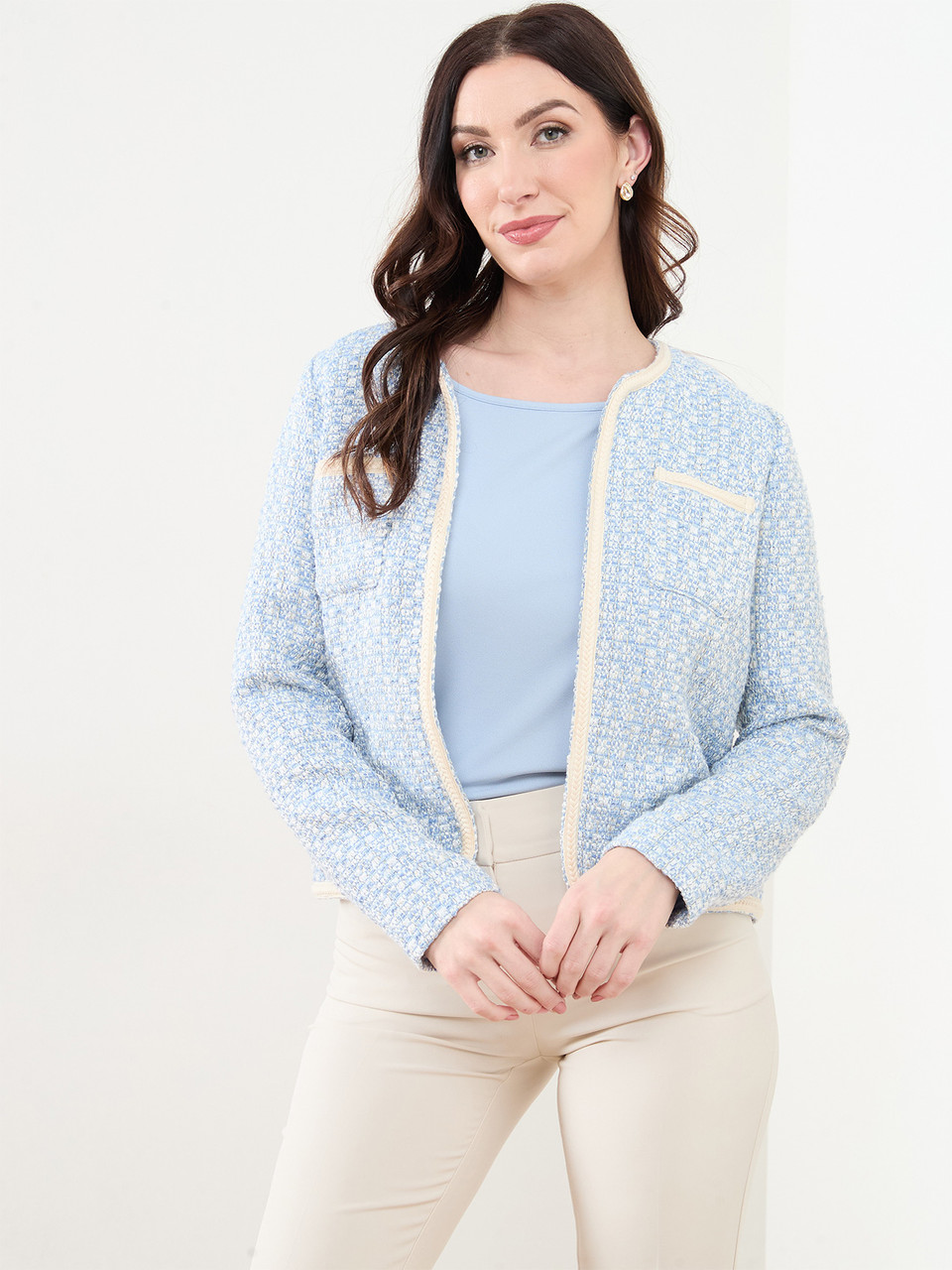 Braided Trim Tweed Blazer | Cleo