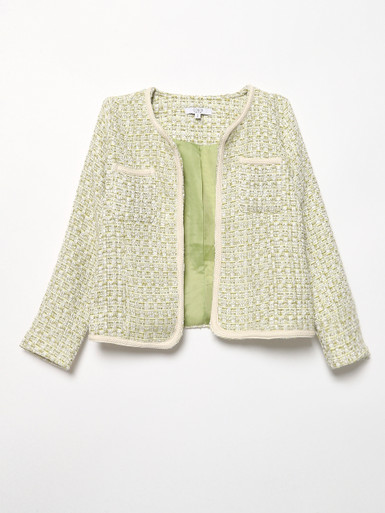 Petite Braided-Trim Blazer In Sage | Cleo