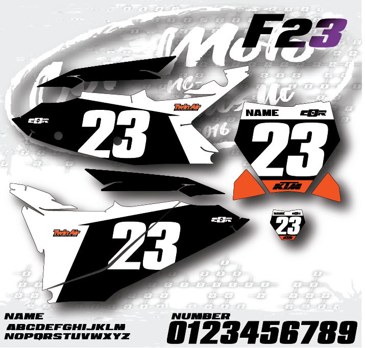 KTM F23 Number Plates - Cor Moto Graphics
