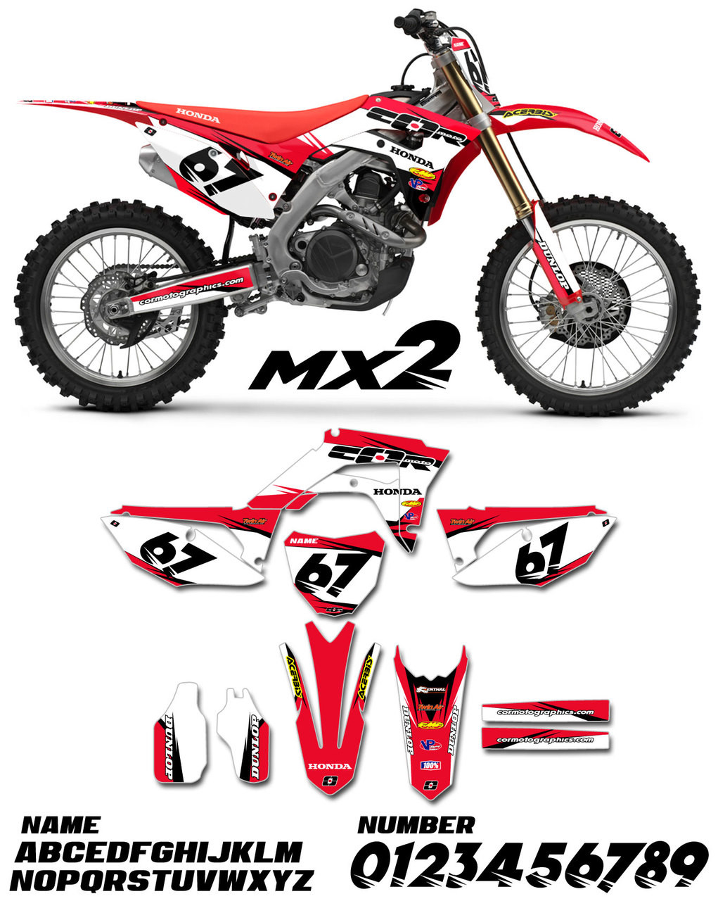 Honda MX2 Kit - Cor Moto Graphics