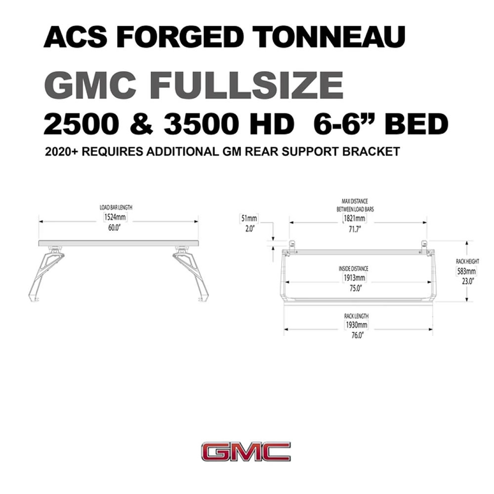 2007-2019 GMC 2500 - 6'6" Bed | Leitner ACS FORGED TONNEAU Bed Rack