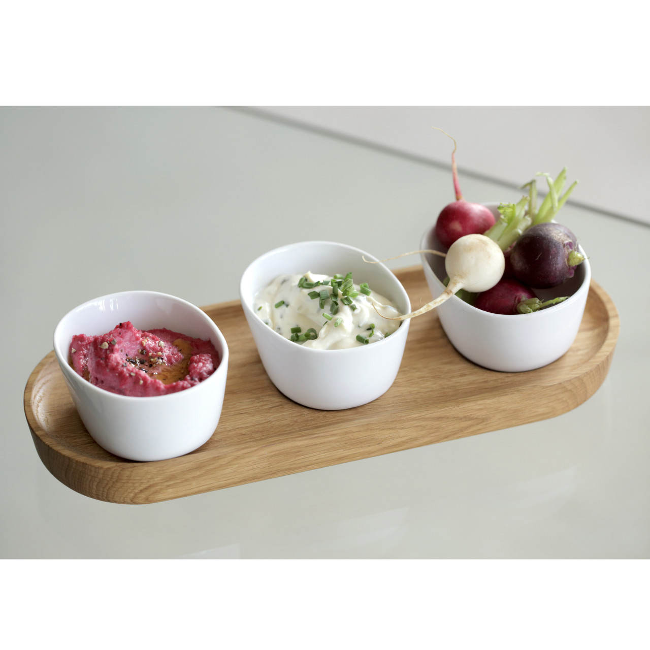 Tilt | Porcelain Condiment Pot Set - Walnut | Craster