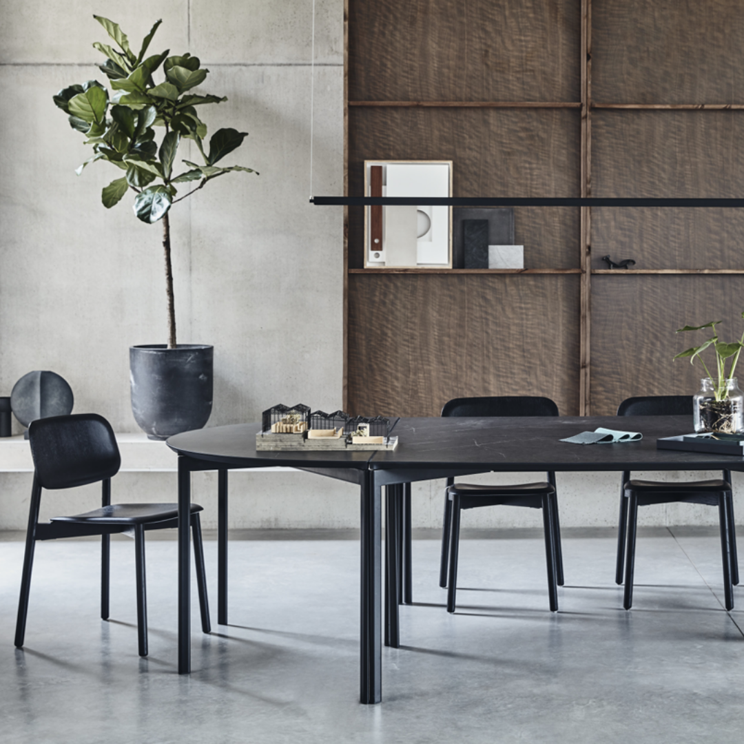 Line | White Marble Half Round Table | Craster