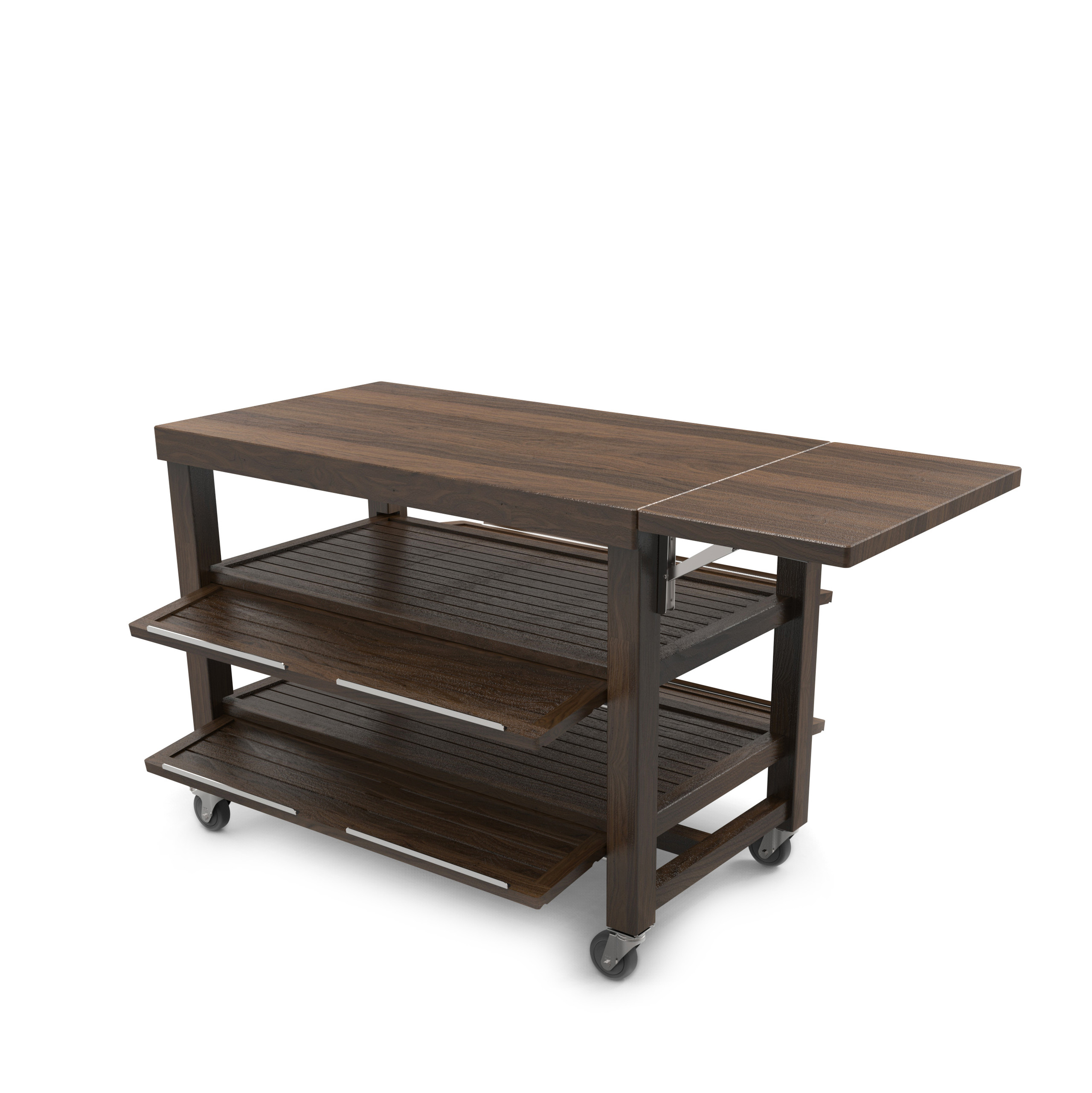 Flow Walnut Double Buffet Trolley