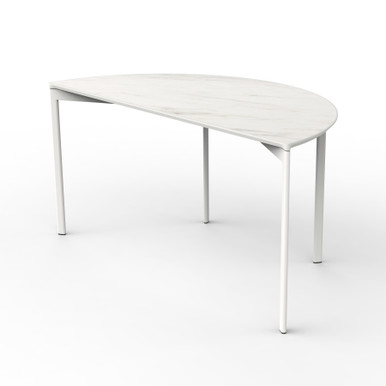 Line | White Marble Half Round Table | Craster