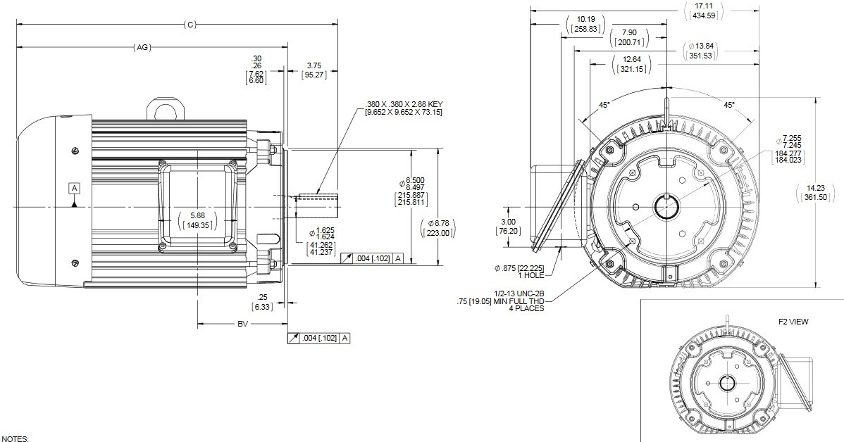 C227B Marathon 15 hp 1800 RPM 3-Phase 254TC Frame TEFC (no base) 230 ...