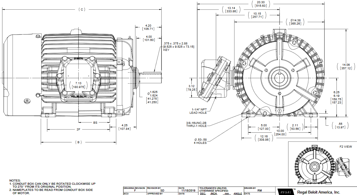 E503-P Marathon 15 hp 1800 RPM 3-Phase 254T Frame TEFC (rigid base) 230 ...