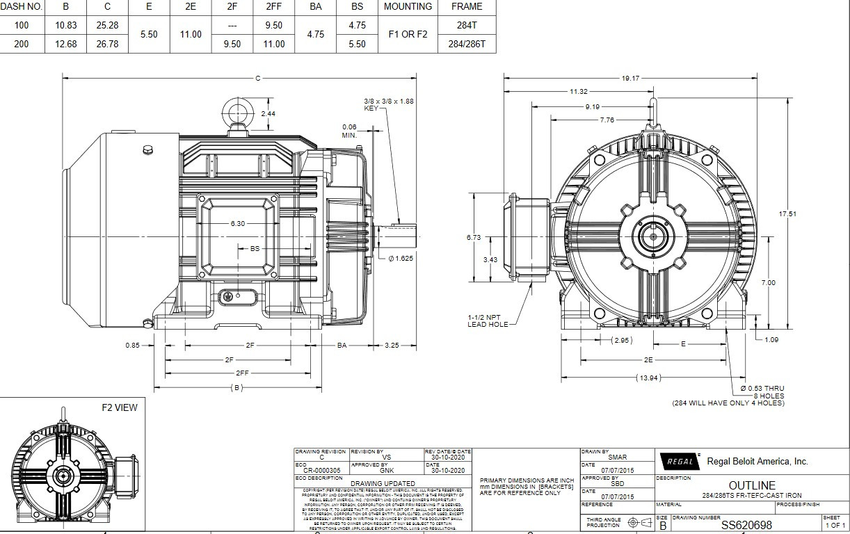 GT1058 Marathon 30 hp 230/460V 1800 RPM 3-Phase 286TS Frame TEFC (rigid ...