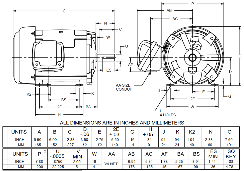 X32P1B Nidec 1 1/2 hp 3600 RPM 143T Frame (Rigid Base) 230/460V TEFC 3 ...