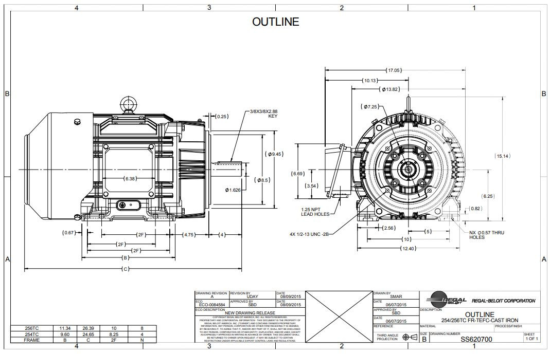 GT1225A Marathon 20 hp 1800 RPM 256TC Frame TEFC C-Face (Rigid Base ...