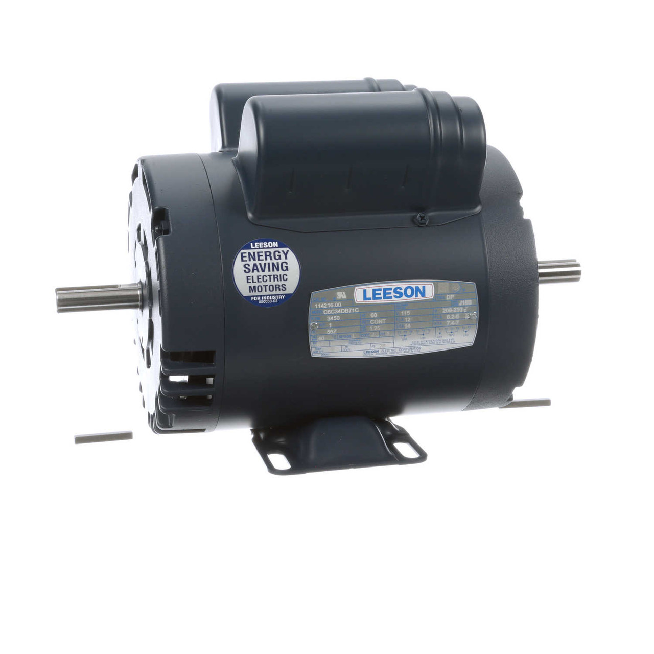 114216.00 Leeson | 1 hp 3450 RPM 115/208-230V Double Shafted Power Tool ...