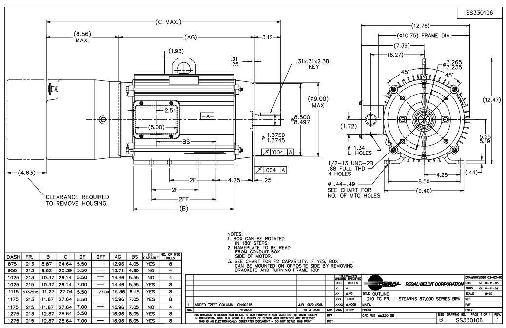 C407A Marathon 7.5 hp 1800 RPM 213TC Frame TENV C-Face (Rigid Base ...