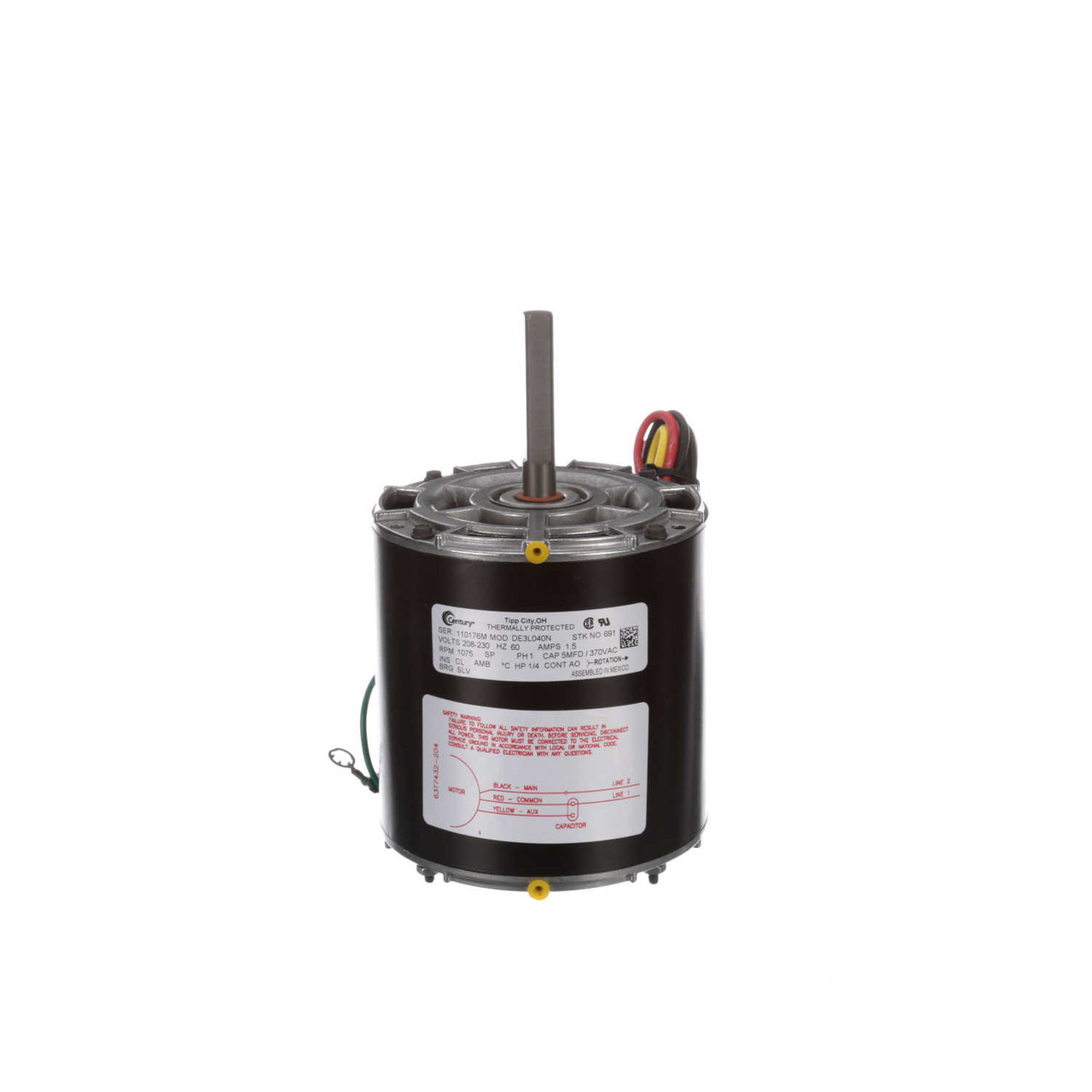 Magic Chef (322P859) Furnace Motor 1/4 hp 1075 RPM 208-230V Century # 691