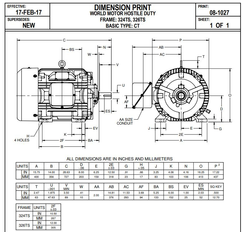 HD50P2ES Nidec | 50 hp 1800 RPM 326TS Frame 208-230/460V TEFC Nidec ...
