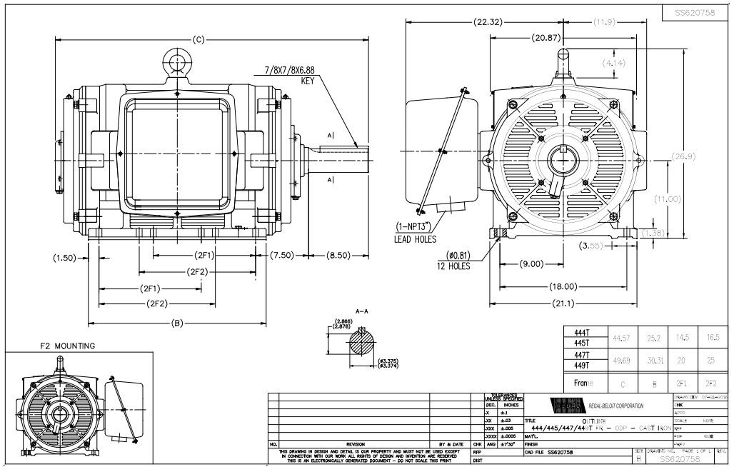 GT0055A Marathon 200 hp 1800 RPM 445T Frame 460V Open Drip Marathon ...