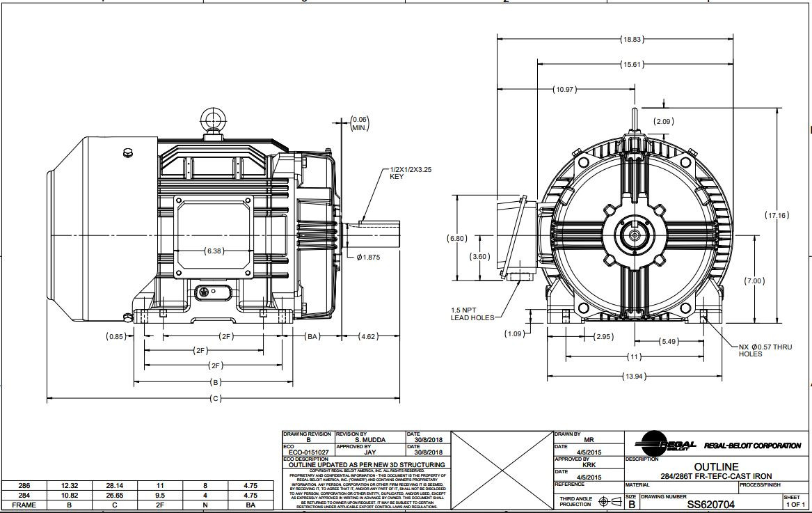 GT1028A Marathon 25 hp 1800 RPM 284T Frame 230/460V TEFC Marathon ...