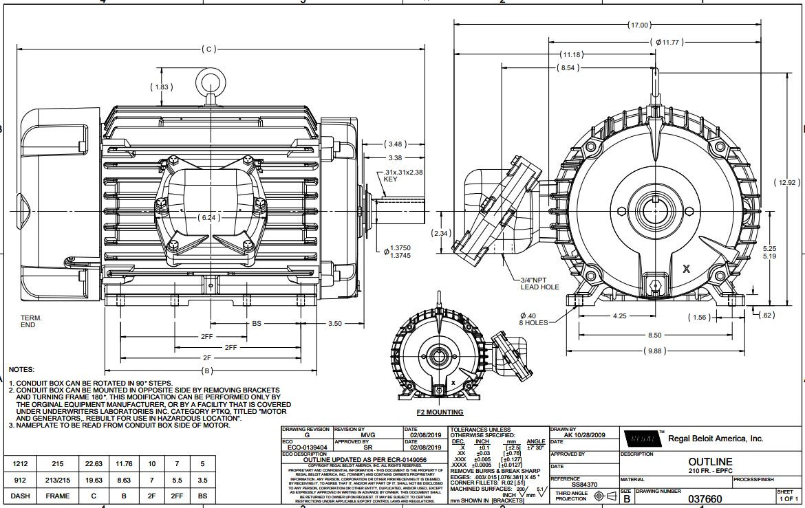 U006C Marathon 7.5 hp 1800 RPM 213T 230/460V TEFC Explosion Proof ...