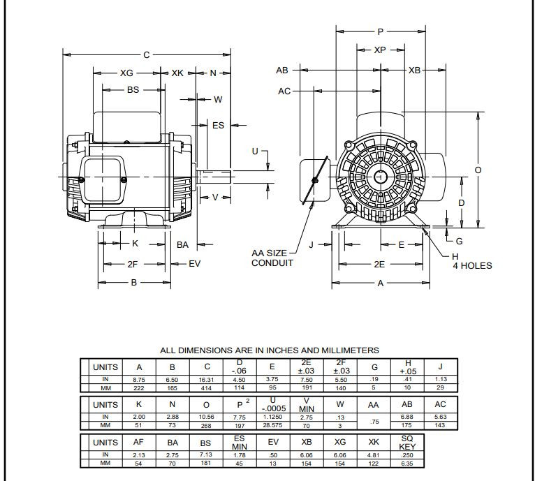 D7C1K Nidec | 7.5 hp 3600 RPM 184T Frame ODP 230V Nidec Compressor Motor