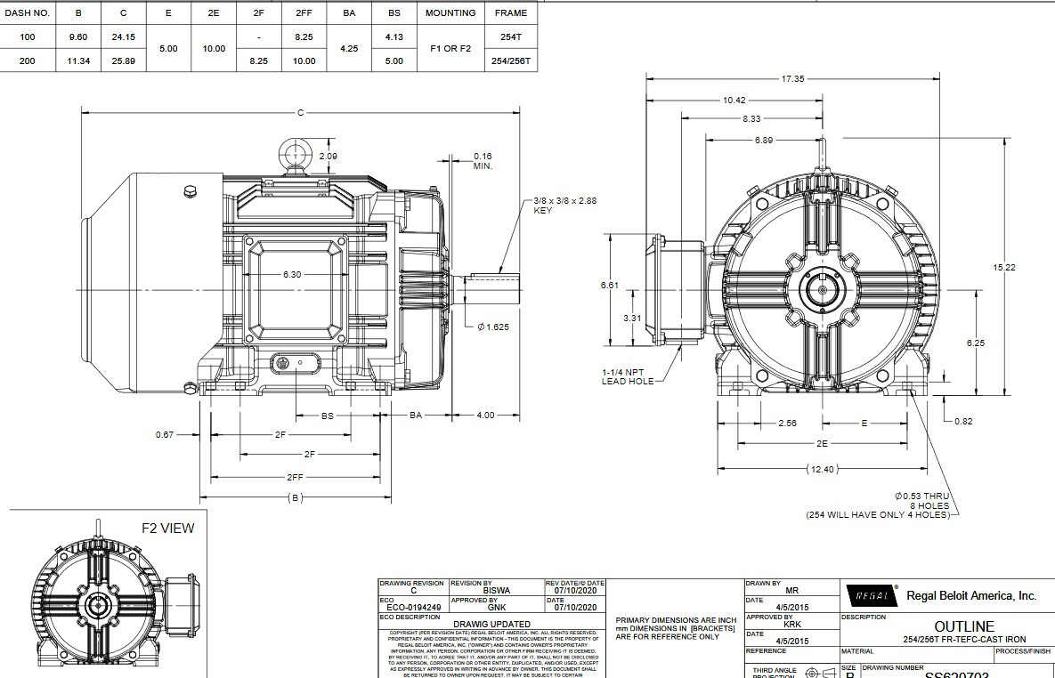 GT1125A Marathon 20 hp 575V 1800 RPM 3-Phase 256T Frame TEFC (rigid ...