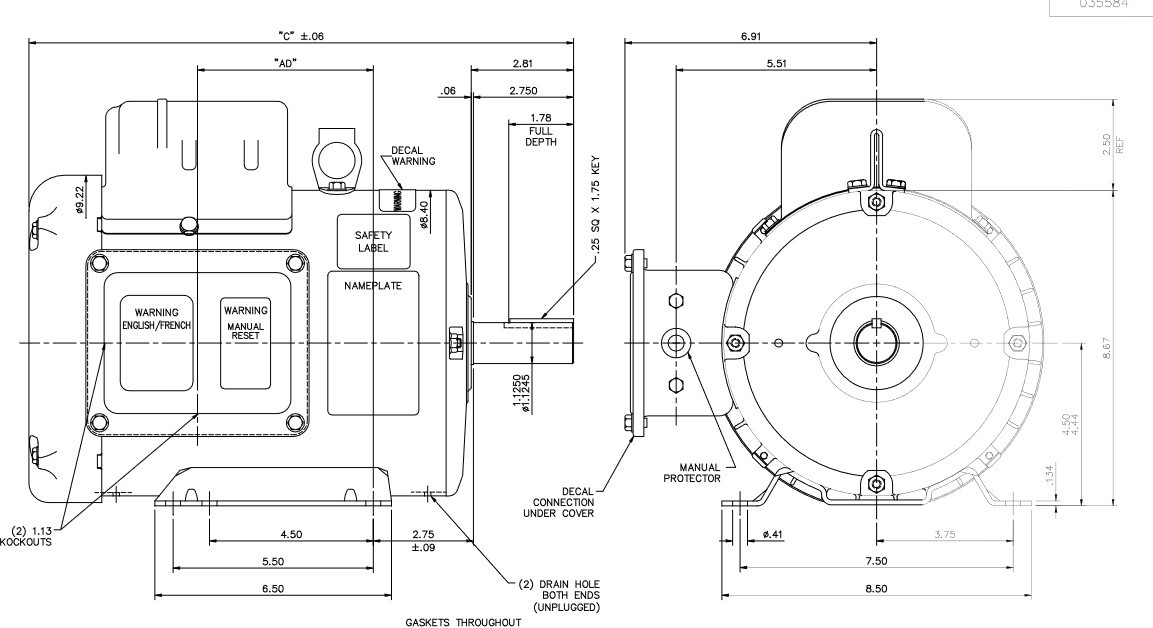 Z114A Marathon 5 hp 1800 RPM 208-230V TEFC 184T Frame (Extra Torque ...