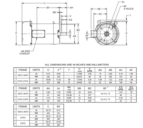 WD5P2DCR Nidec 5 hp 1800 RPM 184TC Frame (No Base) 208-230/460V TEFC 3 ...