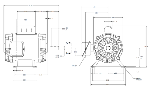 D2C2P21Z Nidec 2 hp 1800 RPM 213T Frame (Rigid Base) 1-Speed 115/230V ...
