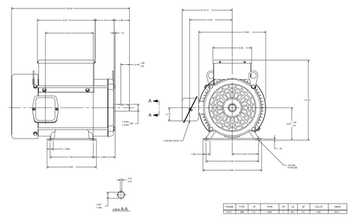 T7C2K21 Nidec 7 1/2 hp 1800 RPM 230V 215T Frame (Rigid Base) 1-Speed ...