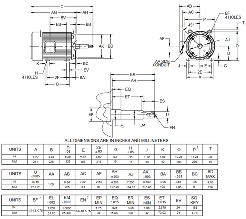 UJ15P1GFM Nidec 15 hp 3600 RPM 3-phase 215JM Frame 575V Close-Coupled ...