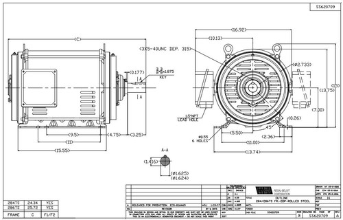 GT0072 Marathon 40 hp 3550 RPM 286TS Frame 208-230/460 Volts Open Drip ...
