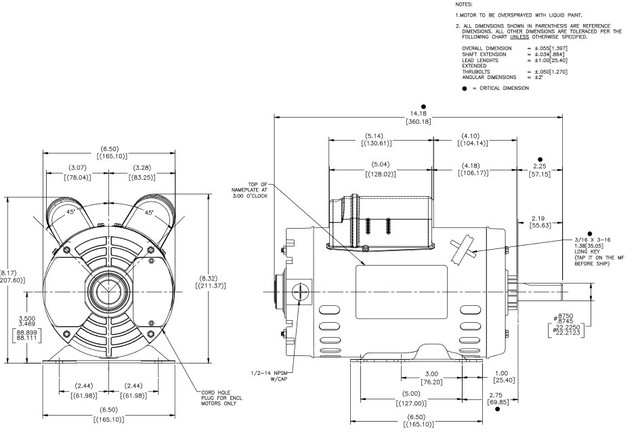 C193B Marathon 2 hp 1800 RPM 56 Frame 115/230V Open Drip Marathon ...