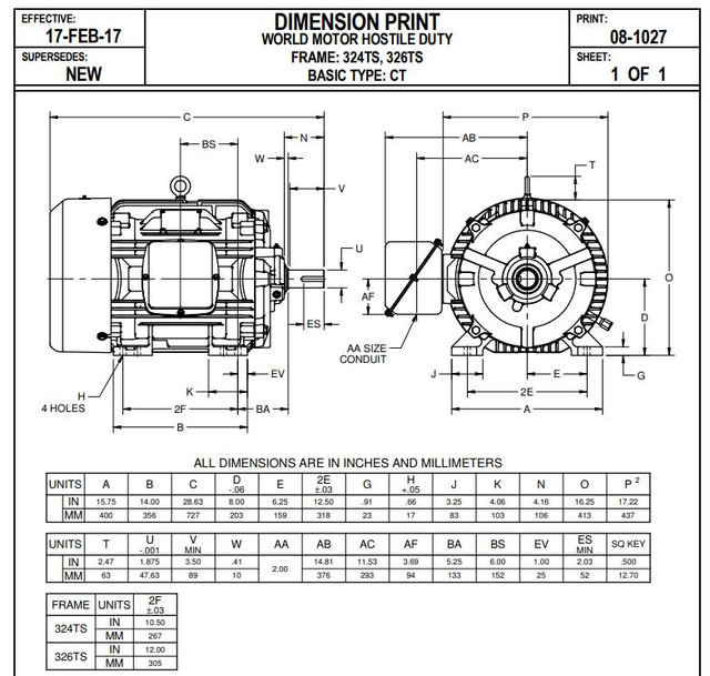 HD40P1ES Nidec | 40 hp 3600 RPM 324TS Frame 208-230/460V TEFC Nidec ...