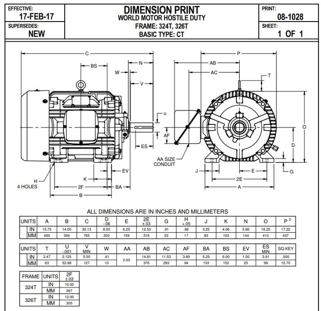 HD50P2E Nidec | 50 hp 1800 RPM 326T Frame 208-230/460V TEFC Nidec ...