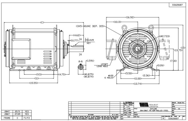 GT0067 Marathon 30 hp 1800 RPM 286T Frame 230/460V Open Drip Marathon ...
